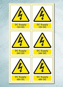 DC Supply Voltage Labels - 70mm x 85mm Self Adhesive Warning Stickers ...