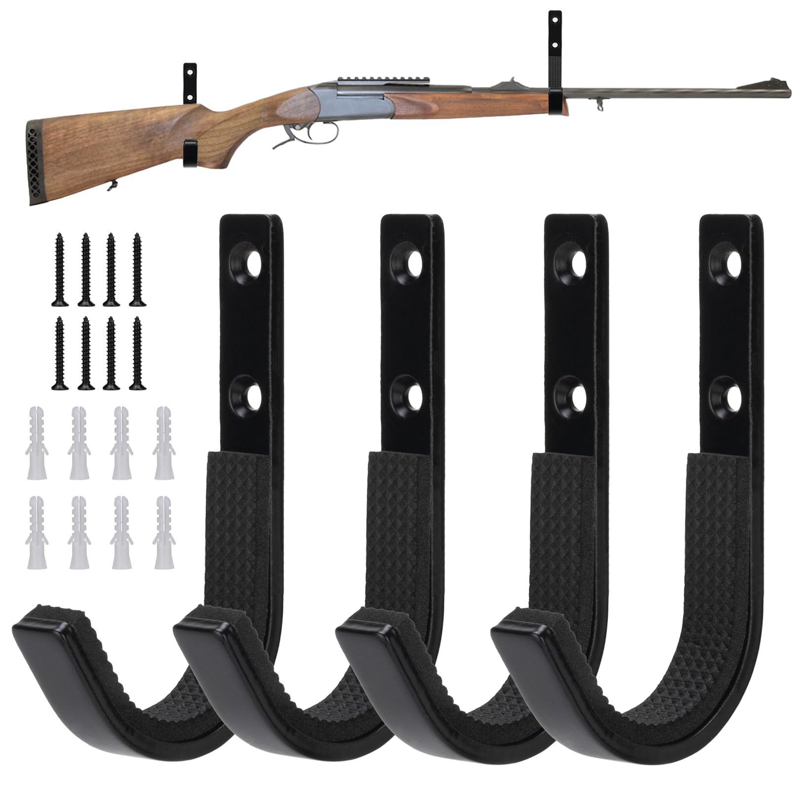Snapklik.com : Gun Rack Storage Wall Mount Rifles Shotgun Hooks ...