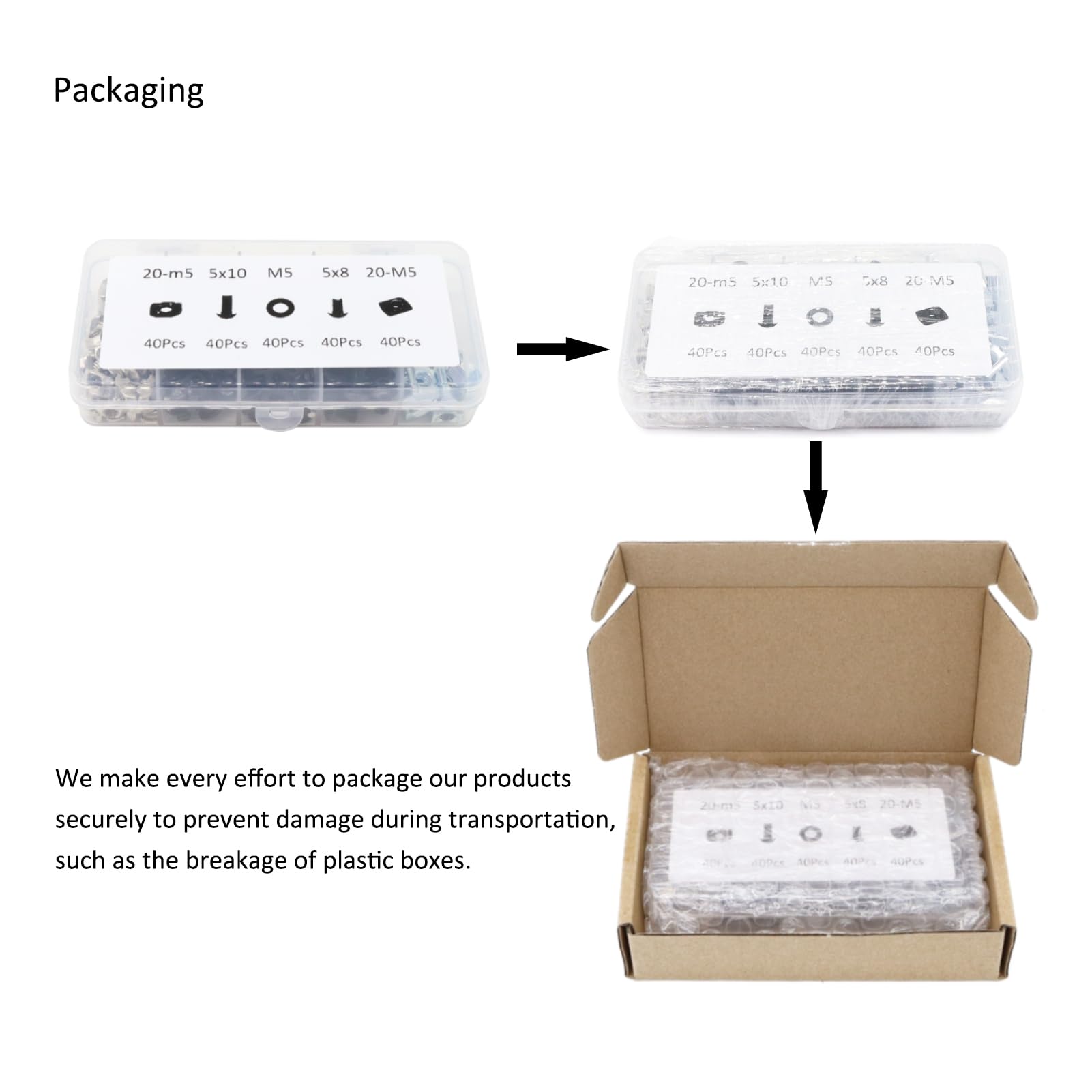 Snapklik.com : 200Pcs 2020 Aluminum Extrusion M5 T Slot Nuts And Bolts ...