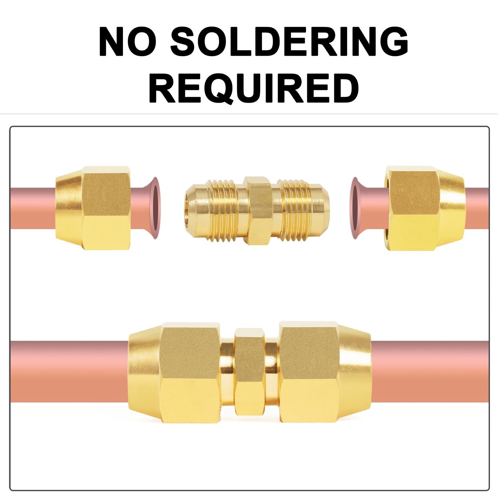 Snapklik.com : ChillWaves Brass Flare Tube Fittings, SAE 45 Degree 3/8 ...