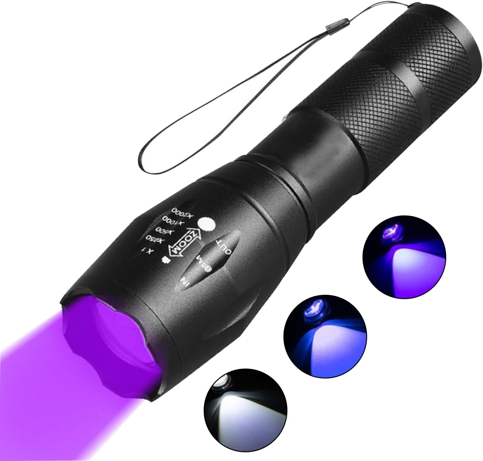 Lukione Rechargeable Black Light UV Flashlights,395 nm LED Flashlight ...