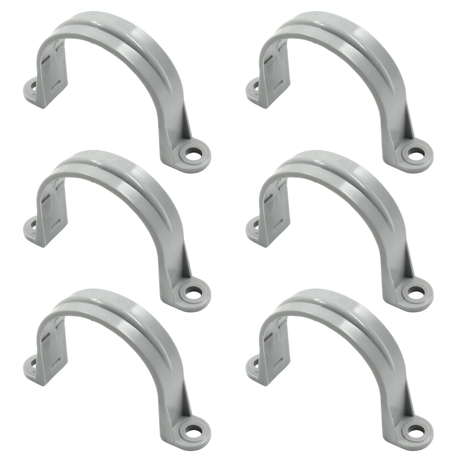 Bonsicoky 6 Pcs 2 Inch PVC Pipe Straps, Two Hole Plastic Straps Plastic ...