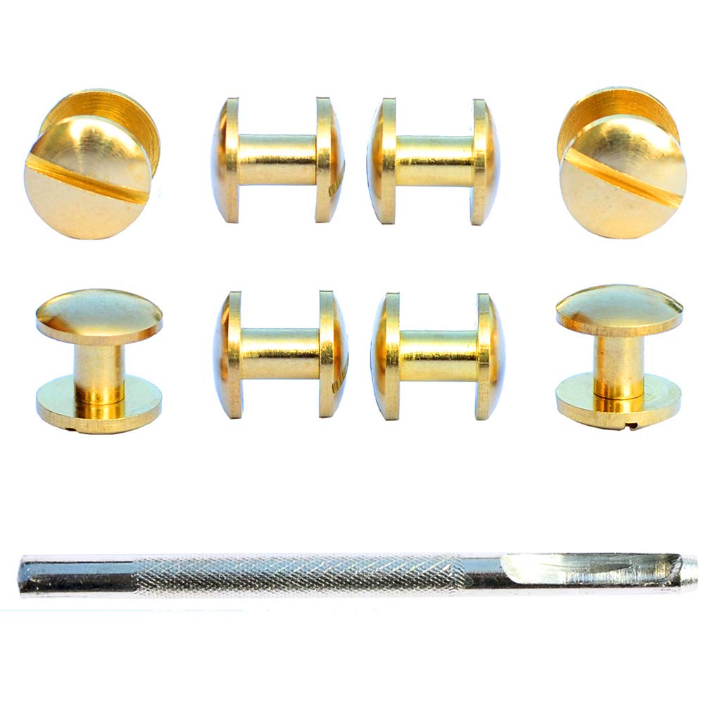 Amazon.com: DGOL 30 Sets Brass Chicago Screws Posts Arc Head Backscrews ...