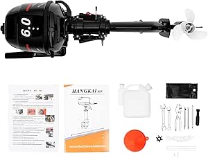 Amazon.com: Hangkai 2-Stroke 6 HP Outboard Engine, Heavy-duty Short-shaft Fishing Boat Engine ...