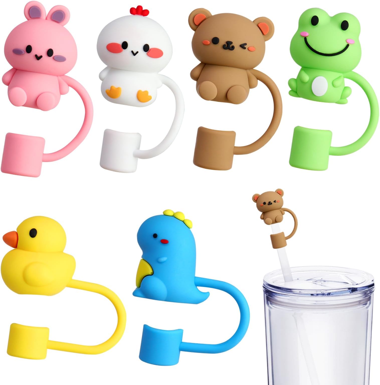 Amazon.com: Jutieuo 12Pcs Straw Covers Cap for Tumblers Cute Cartoon ...