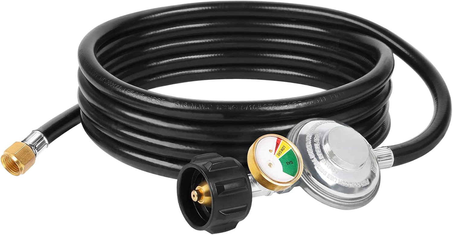 Amazon.com : GASPRO 12FT Propane Regulator Hose with Gauge, Grill ...