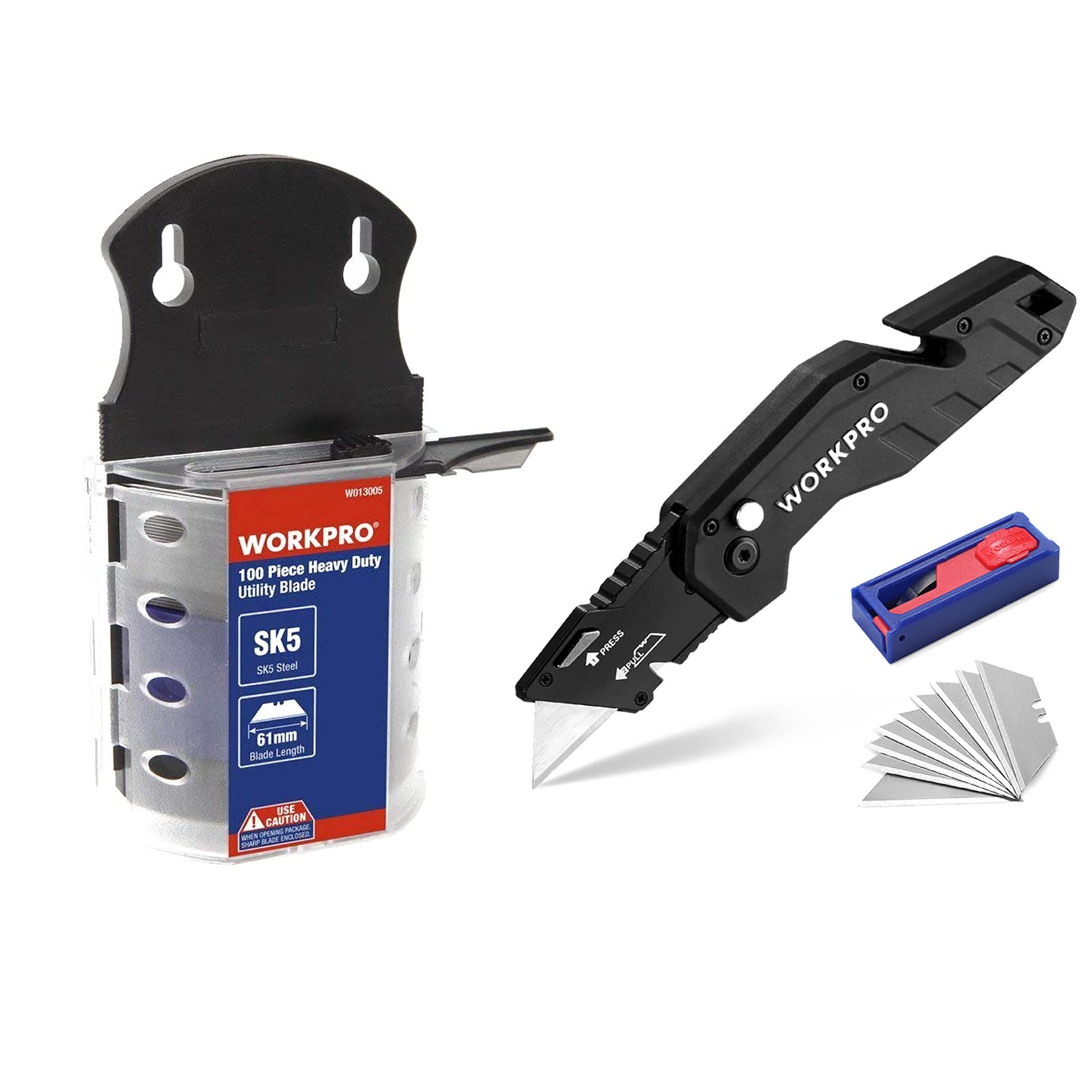 WORKPRO Utility Knife Blades, 100-Pack SK5 Utility Blades & WORKPRO ...