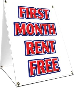 Amazon.com : A-Frame Sidewalk First Month Rent Free Sign with Graphics ...