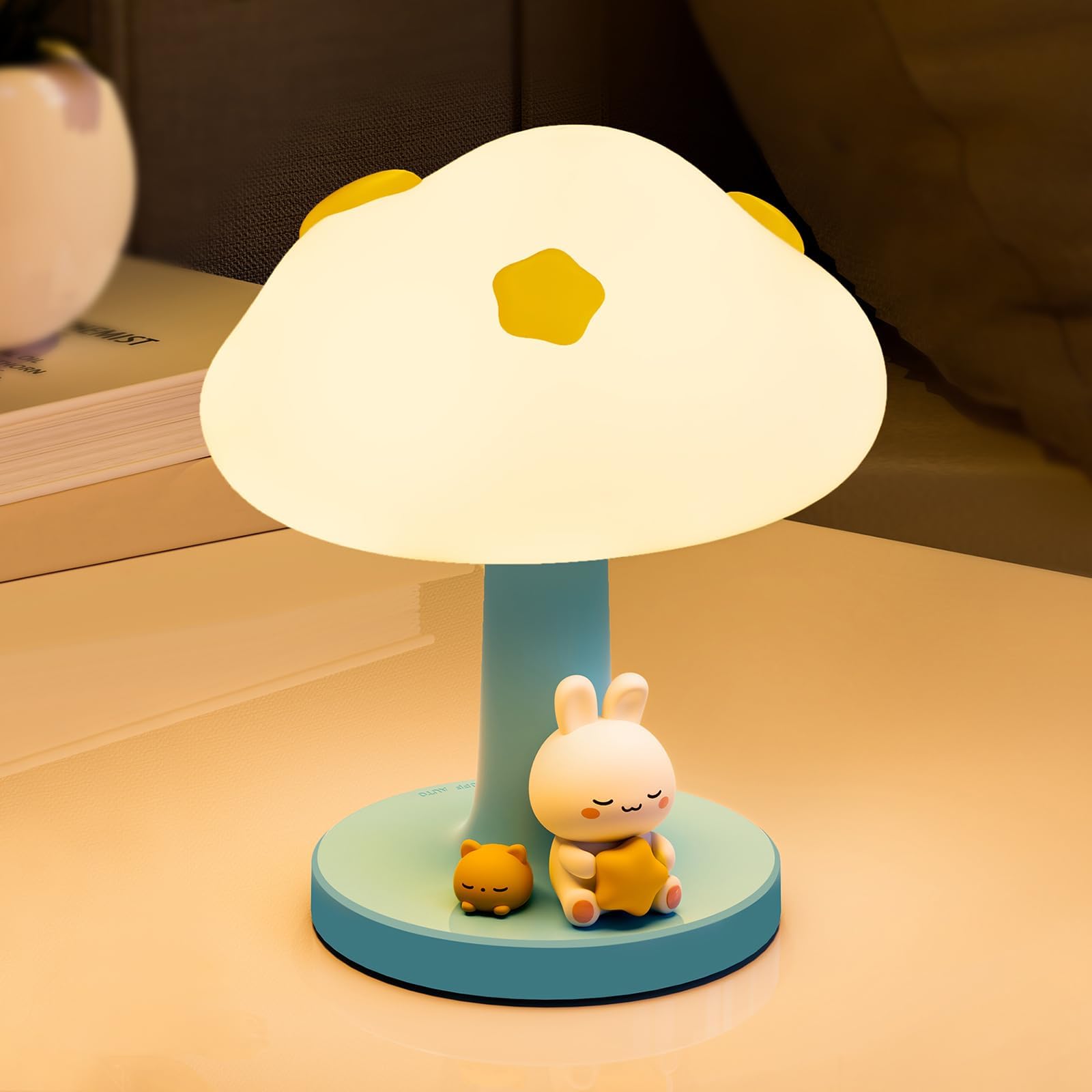 Wetry Cloud Bedside Lamp Battery Powered Kids Night Light Small Table ...