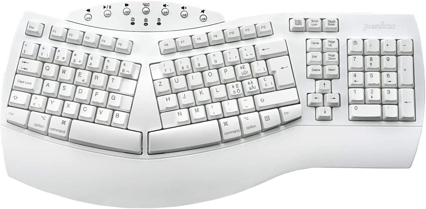 Perixx PERIBOARD-612 Ergonomische Kabellose Tastatur, Geteiltes ...