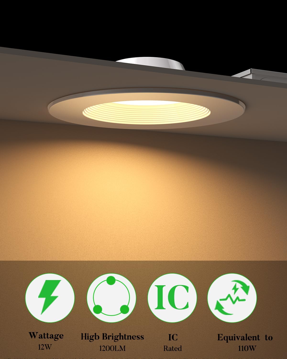 Paquete de 6 luces LED empotrables CRI90 de 6 pulgadas, 3000 K4000 ...