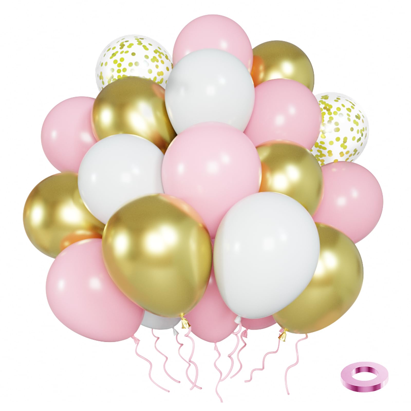 Amazon.com: Pink and Gold Balloons, 50pcs 12 Inches Pink White Gold ...