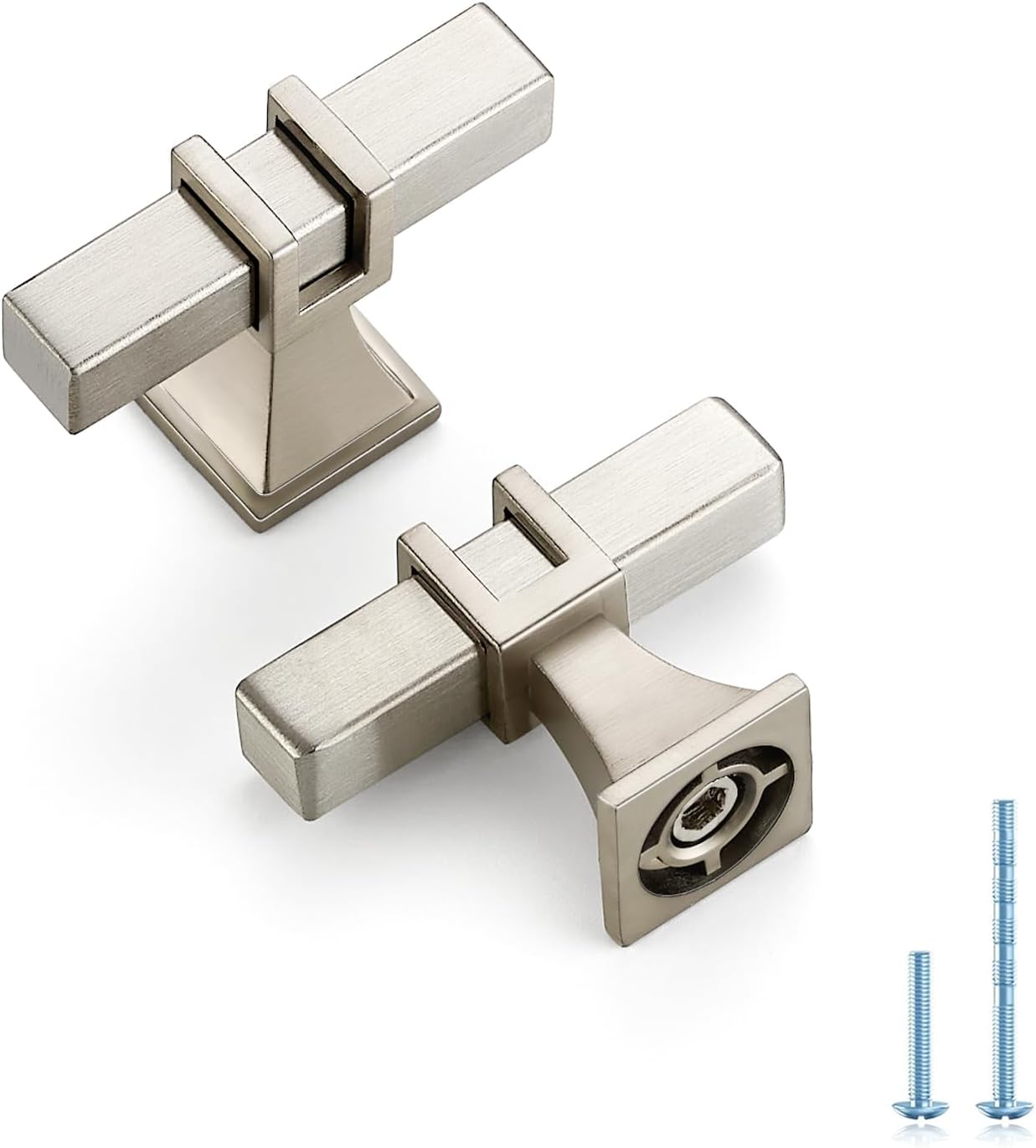 HOME EDIT 5 Pack 2 inch Brushed Nickel Cabinet Handles Square Zinc ...