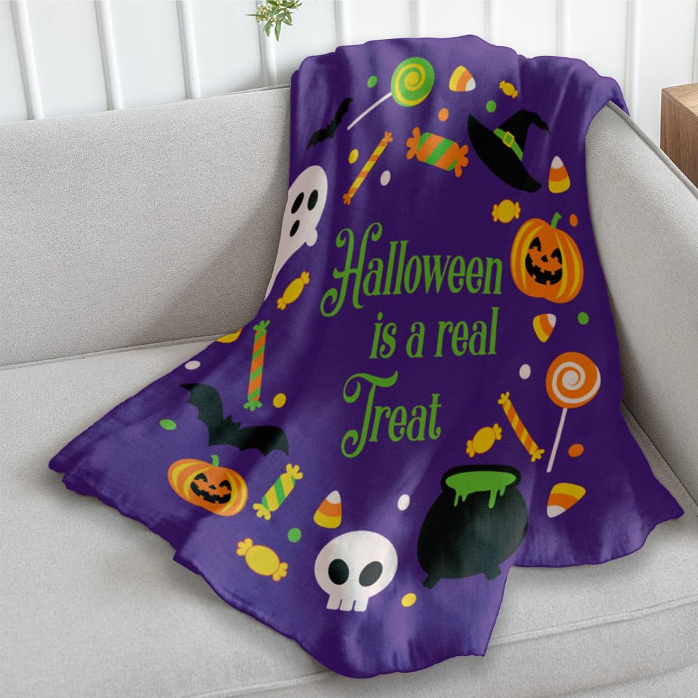 Amazon.com: Halloween is a Real Treat Festive Cute Super Plush Blanket ...