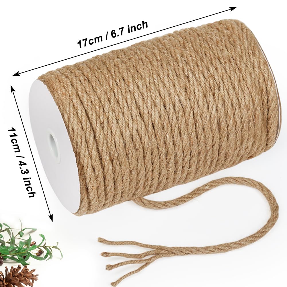 tenn well 6mm Jute Rope,165 Feet 50M Thick and Strong Garden Twine Jute ...
