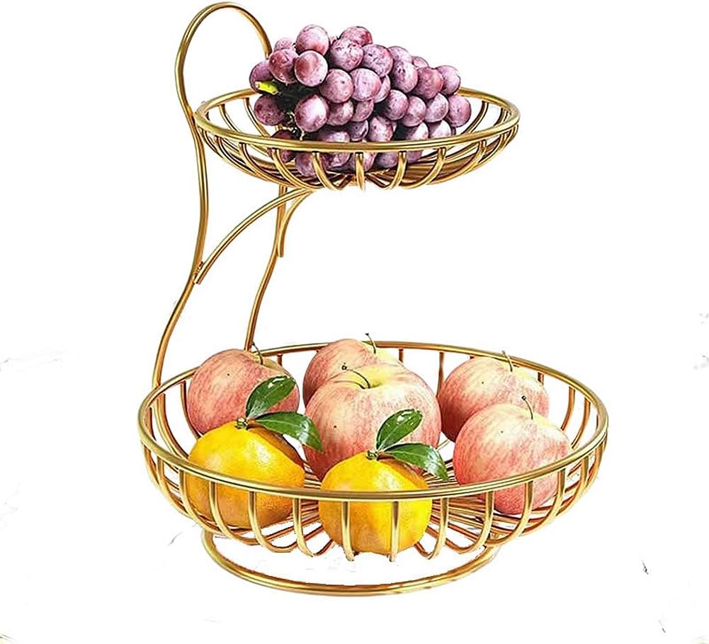 Amazon.com: Dreamhousey Gold metal fruit basket snack rack table fruit ...