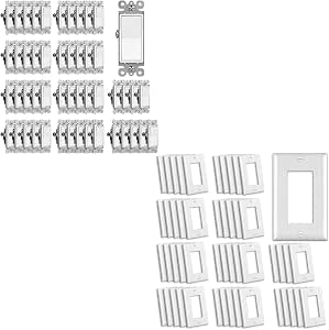 (50 Pack) CML Decorator Wall Light Switch, Single Pole Switch with Wall ...