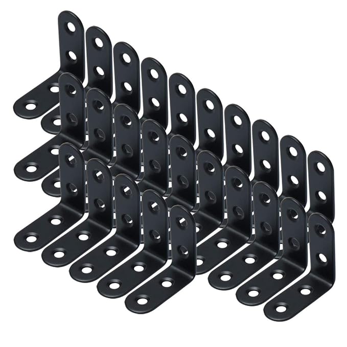 uxcell 25pcs Angle Bracket Stainless Steel 50x50mm Black Corner Brace ...