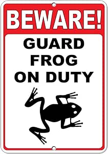 Amazon.com : Beware! Guard Frog On Duty Funny Quote Vinyl Sticker Decal ...
