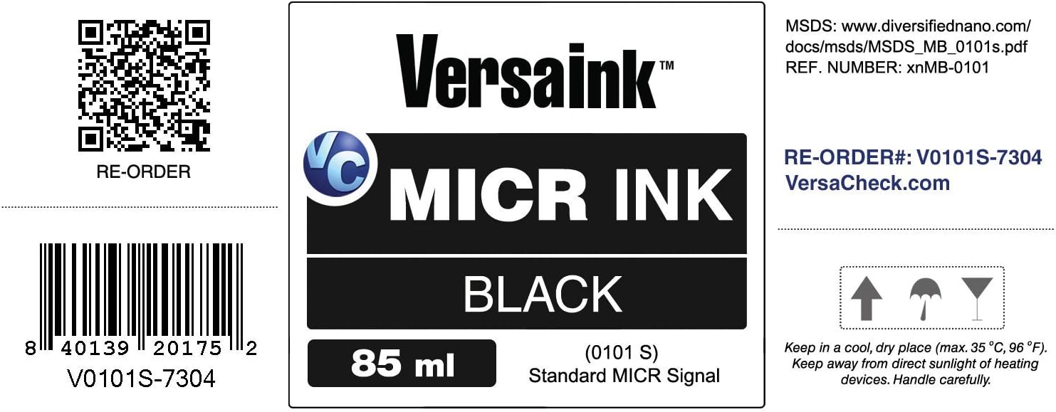 VersaInk -Tinta MICR Nano Black -2.9 fl oz – Tinta magnética para ...
