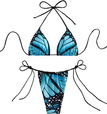 Amazon.com: Women's Halter 2 Piece Bikini Set Sexy Tie String Triangle ...