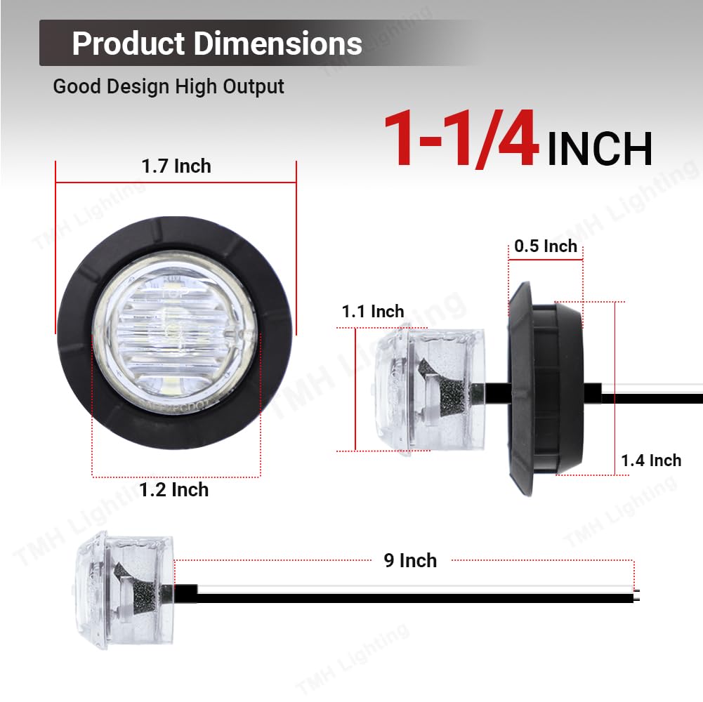 Snapklik.com : TMH 1-1/4 Inch Round 6 LED Bullet White Light Side ...