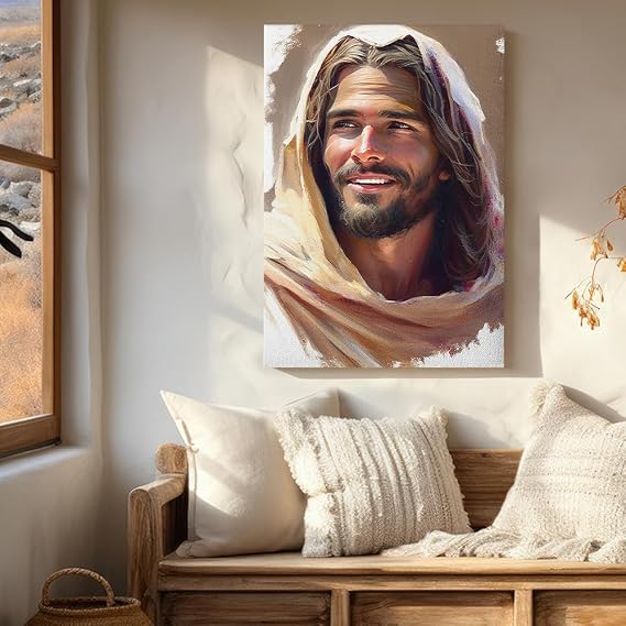 Amazon.com: Fchen Art Jesus Laughing Print - Christ Art Picture of ...