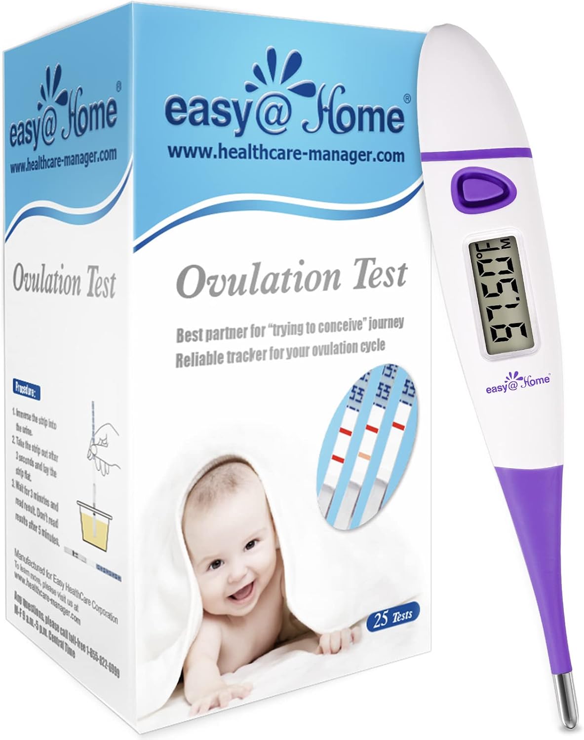 Amazon.com: Easy@Home Ovulation Test Combo Kit: 25 LH Strips+EBT-018 ...