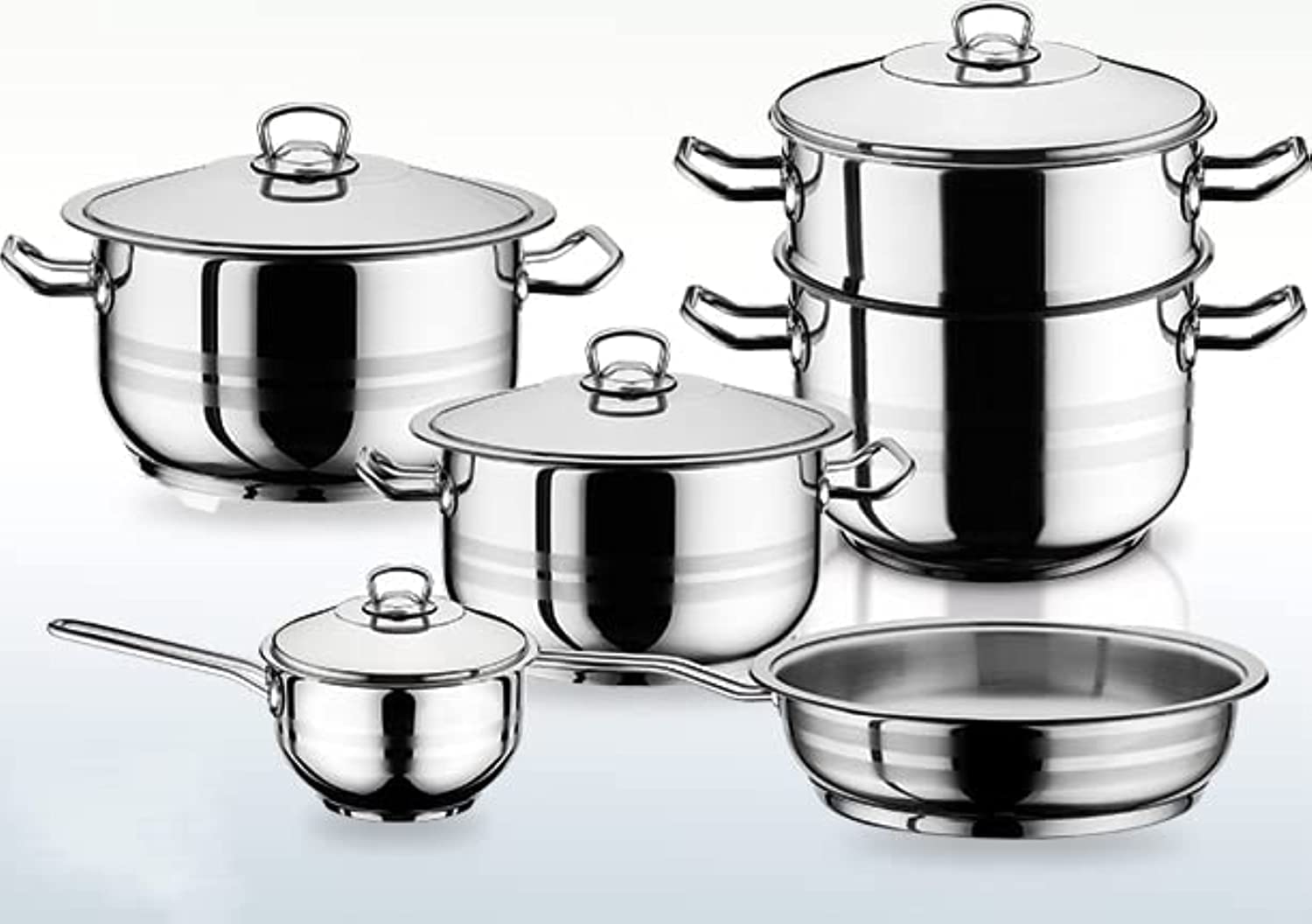 Buy HASCEVHER STAINLESS STEEL COOKING POT TRO Set of 10 Pcs Online at ...