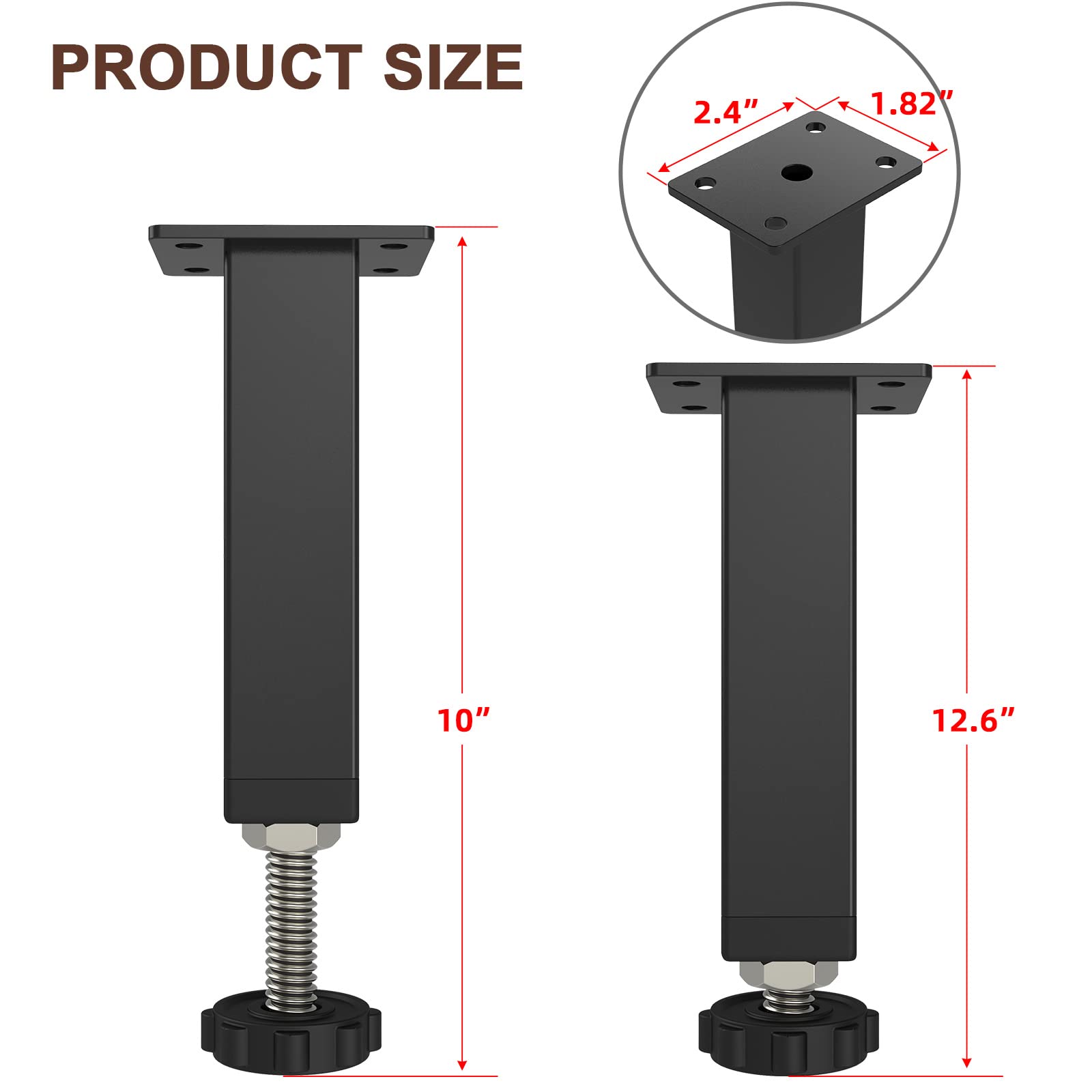 Snapklik.com : 10"-12.6" Metal Adjustable Furniture Legs,Adjustable ...