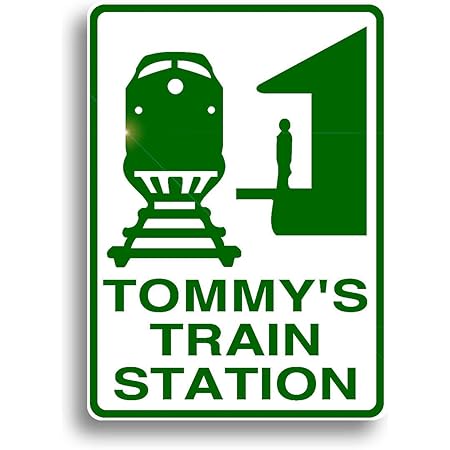 Amazon.com: Train Station Sign, All Aboard! Personalized Railroad Decor ...