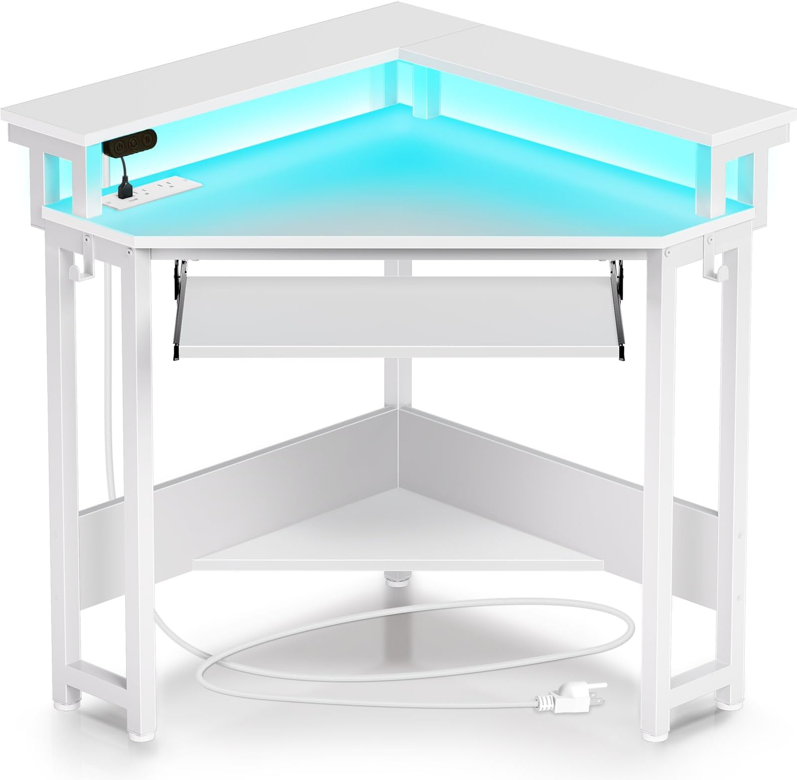 Amazon.com: Corner Computer Desk with Charging Station, Triangle Corner ...