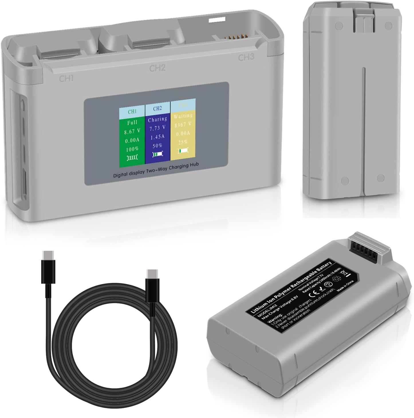Amazon.com: JHTC Mini 4K/2 Battery Charging Hub and 2 Pack 2400mAh ...