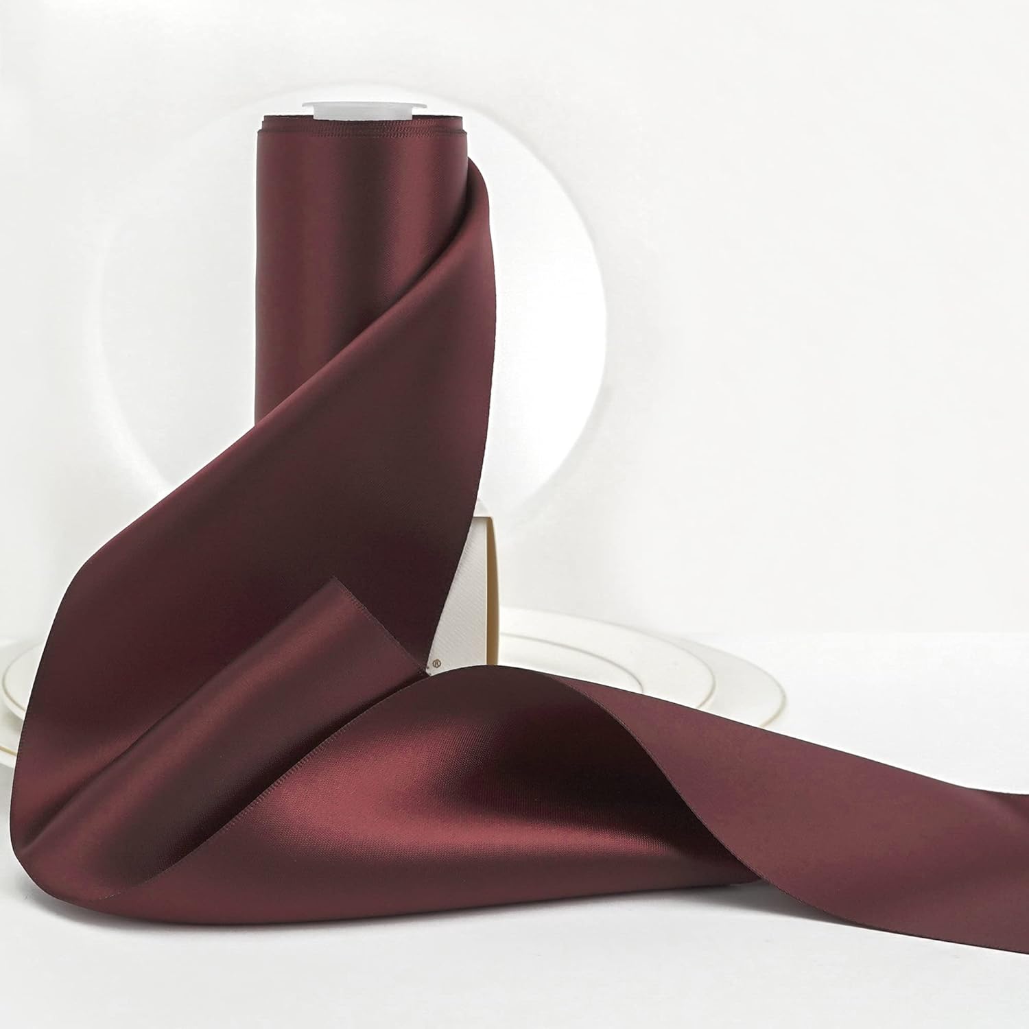 Amazon.com: HUIHUANG Burgundy Satin Ribbon - 4' Wide Double Sided Thick ...