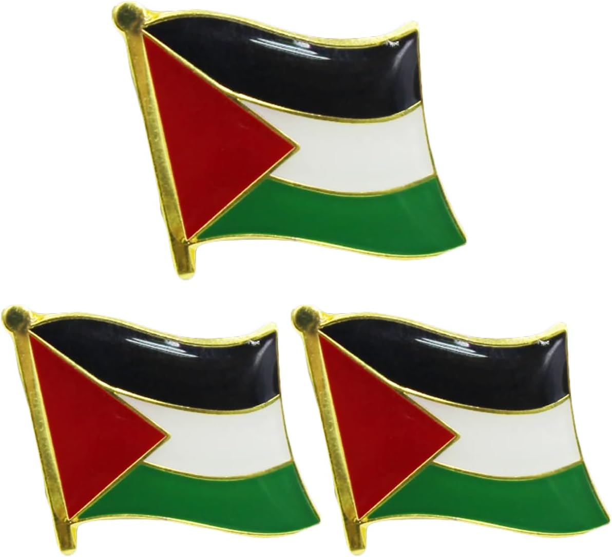 Amazon.com: 3 Pack Palestine Flag Pins - Metal National Palestinian ...
