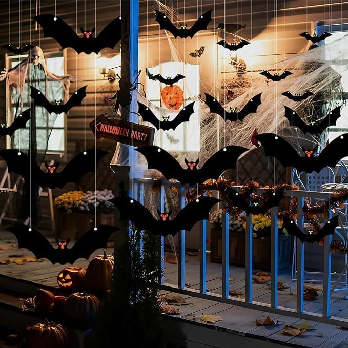 Amazon.com: Hanging Bats Halloween Decoration Outside, 18 Pcs Hanging ...