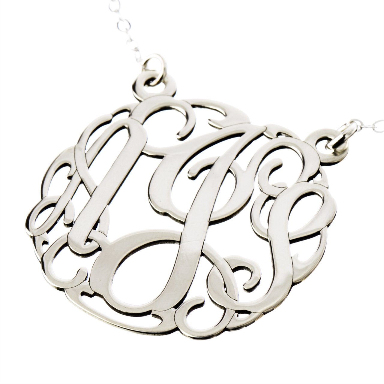Amazon.com: AJ`s Collection Sterling Silver Personalized 3 Initial ...