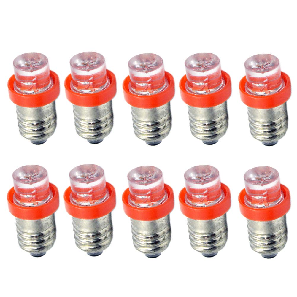 Ruiandsion 10pcs 12V E10 LED Bulb White/Blue/Red/Green/Yellow E10 Base ...