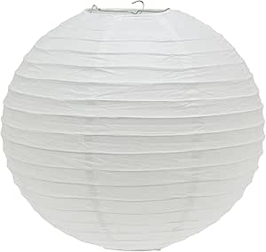 40cm Round White Paper Light Shade Lantern | Classic Bamboo Style ...