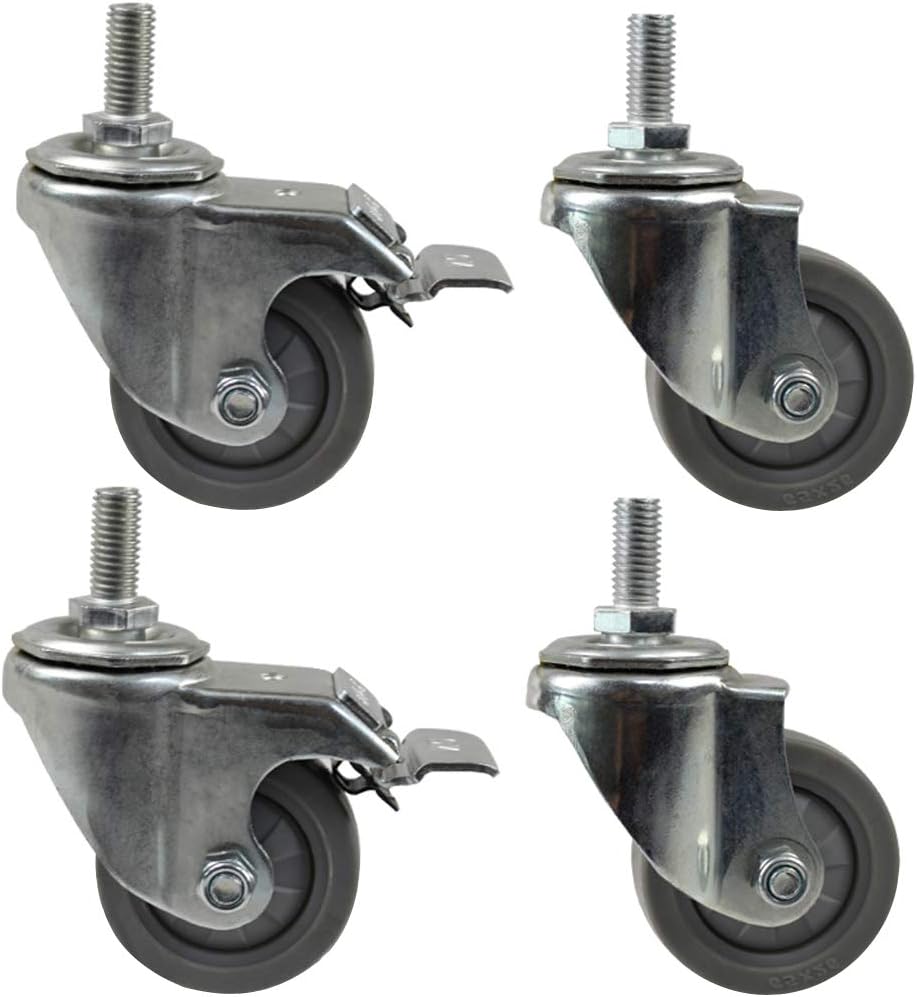 SKOAJAS Plate Casters Thread M12 Castor Wheels for Furniture 25inch ...