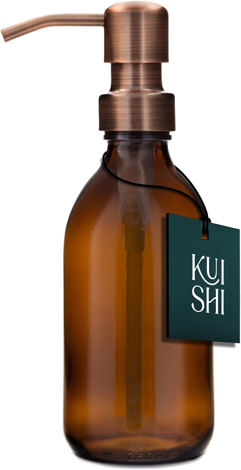 Kuishi Glass Soap Dispenser with Bronze Stainless Steel Pump - 250ml ...