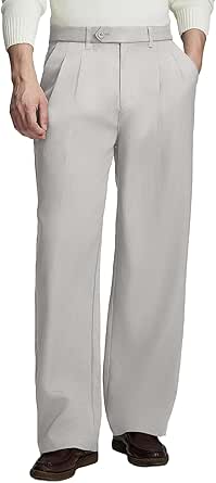 Susclude Mens Casual Dress Pants Old Money Pleated Baggy Wide Leg ...