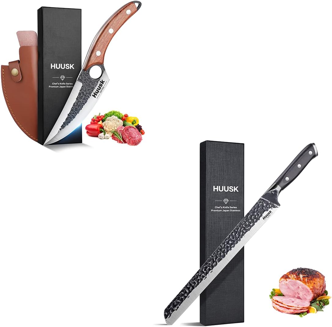 Amazon.com: Huusk Upgraded Chef Knives Bundle with Long Japanese Kitchen Knives Carving Knife ...