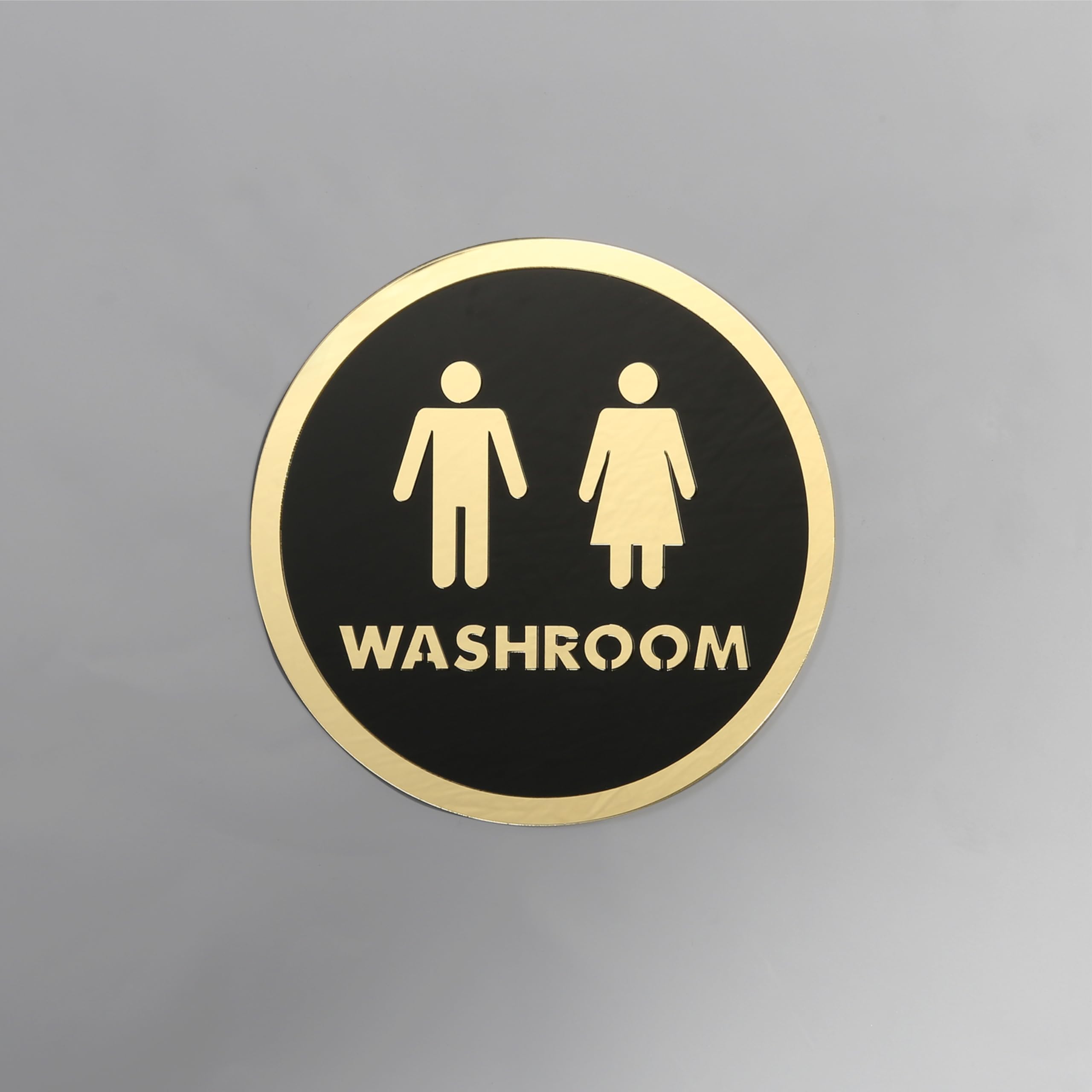 TOPTAG Washroom Signage Golden Black Self-Adhesive 6 Inches Round ...