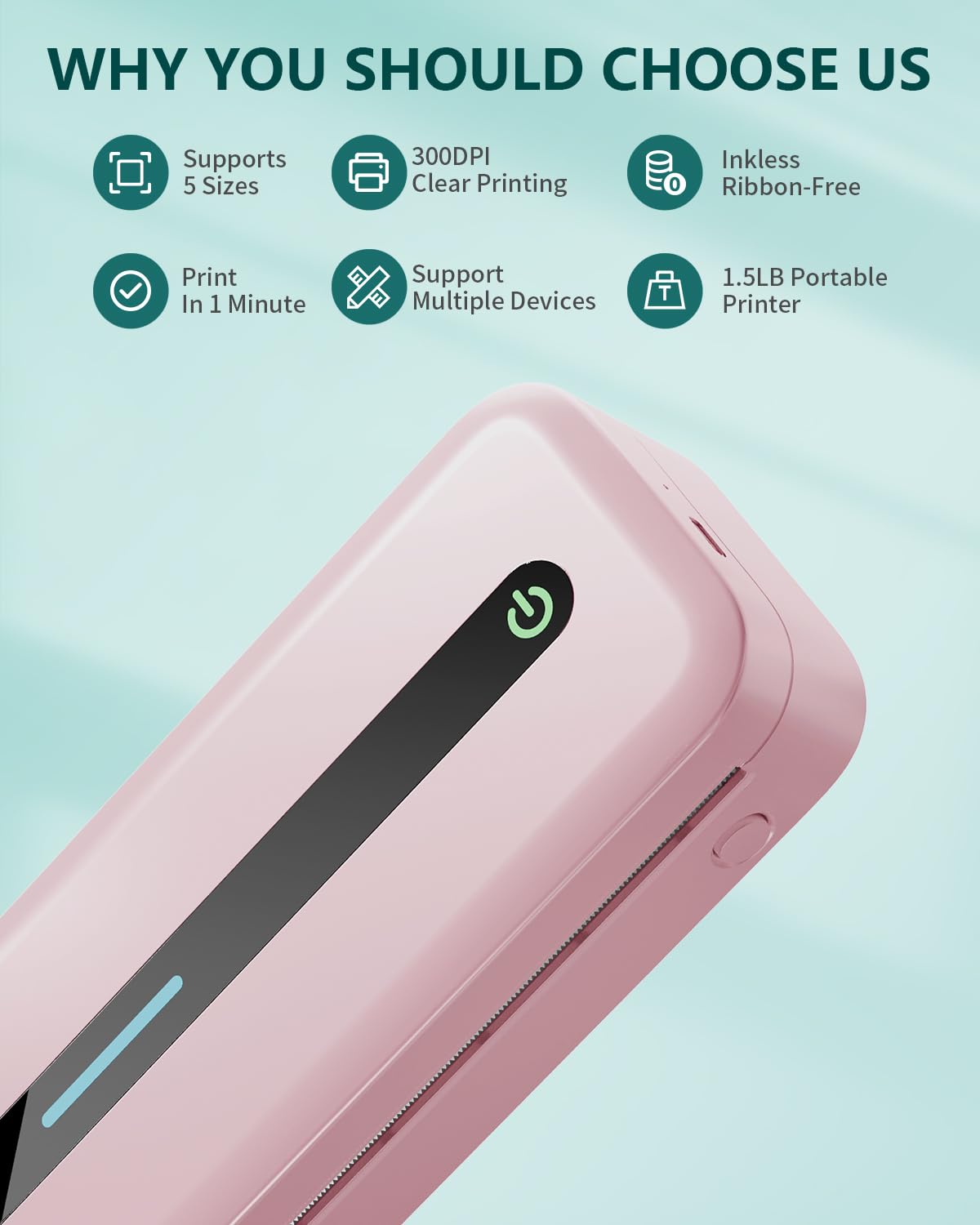 Snapklik.com : COLORWING Portable Printers Wireless For Travel, 300DPI ...