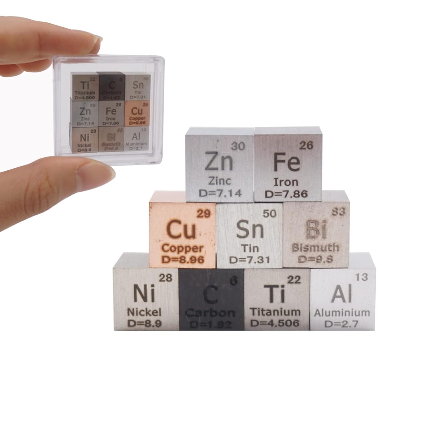 HOMOSTARRY Element Cube Set 9pcs 0.39” Density Metal Cube 10mm Up to 99 ...