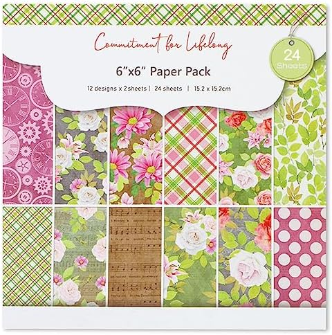 Amazon.com : PUIKSXER 24 Sheets Spring Flower Scrapbook Paper Pad, 6"X6 ...