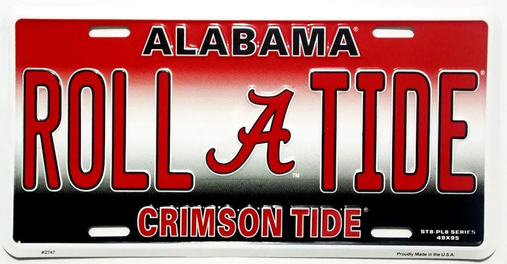 Amazon.com: Alabama Embossed Aluminum Team Color Vanity License Plate ...