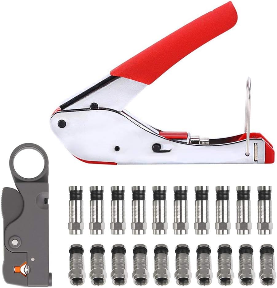 BUYGOO Coax Cable Crimper Tool Kit with Adjustable Double-blade Wire ...