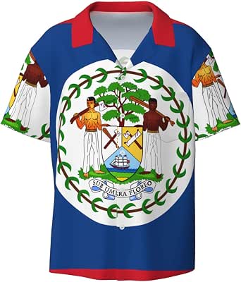 Belize Flag Men's Summer Shirts Short Sleeve Casual Shirts Classic ...
